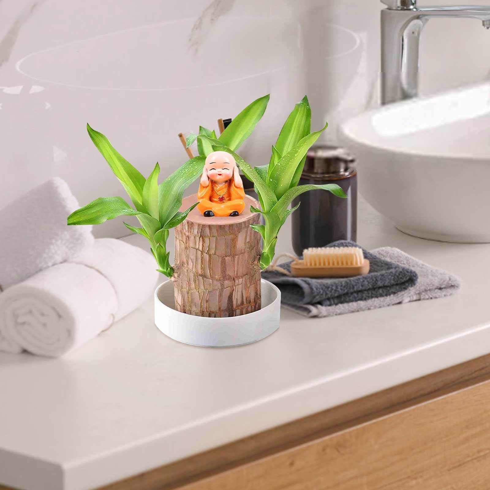 Vrorvz Resin Monk Figurine with Artificial Plant Office Desktop Decor ...