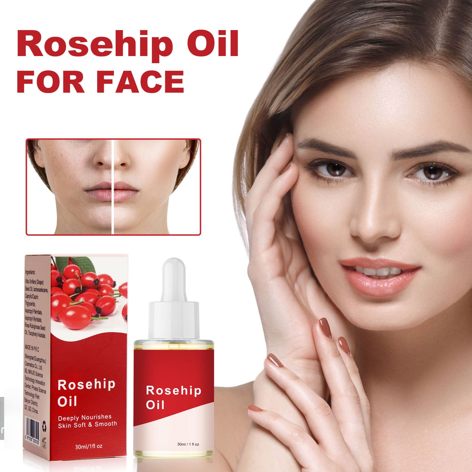 Vrorvz Rosehip Oil Face Moisturizing Body Massage Nourishing Soft Care Oil 1 fl oz Natural Skin ...