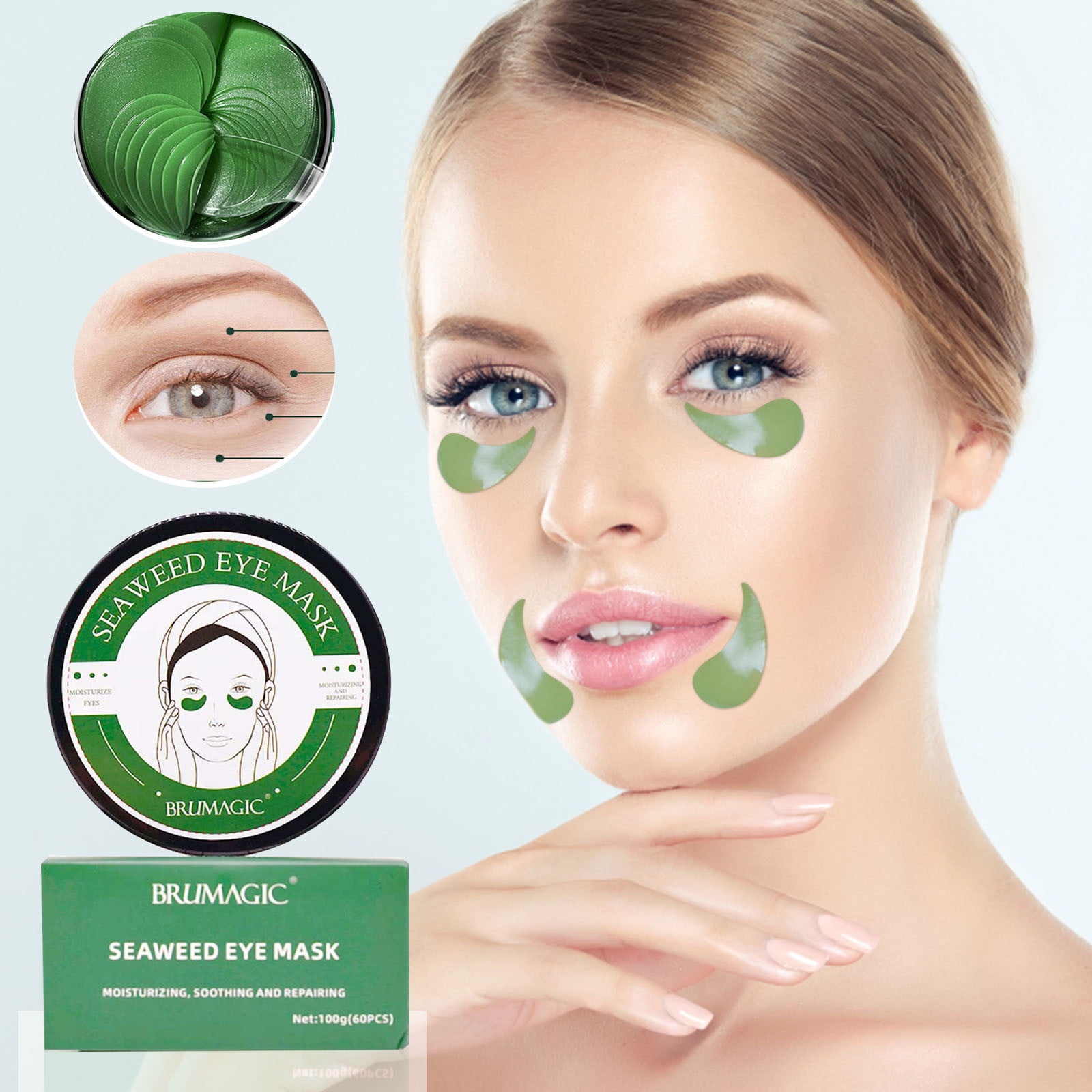Vrorvz Seaweed Eye Mask for Fine Lines and Dark Circles,Firming and Moisturizing Eye Treatment ...