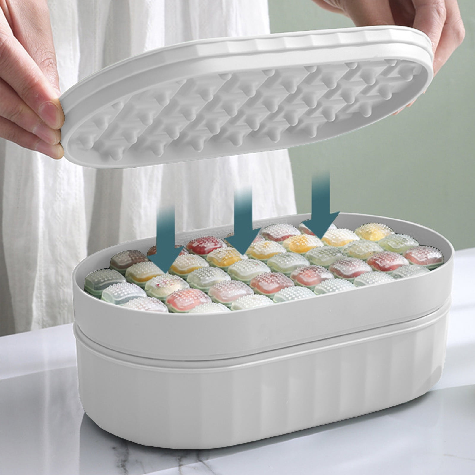 Vrorvz Stackable Round Ice Tray Set with Lid for Freezer Easy Release ...