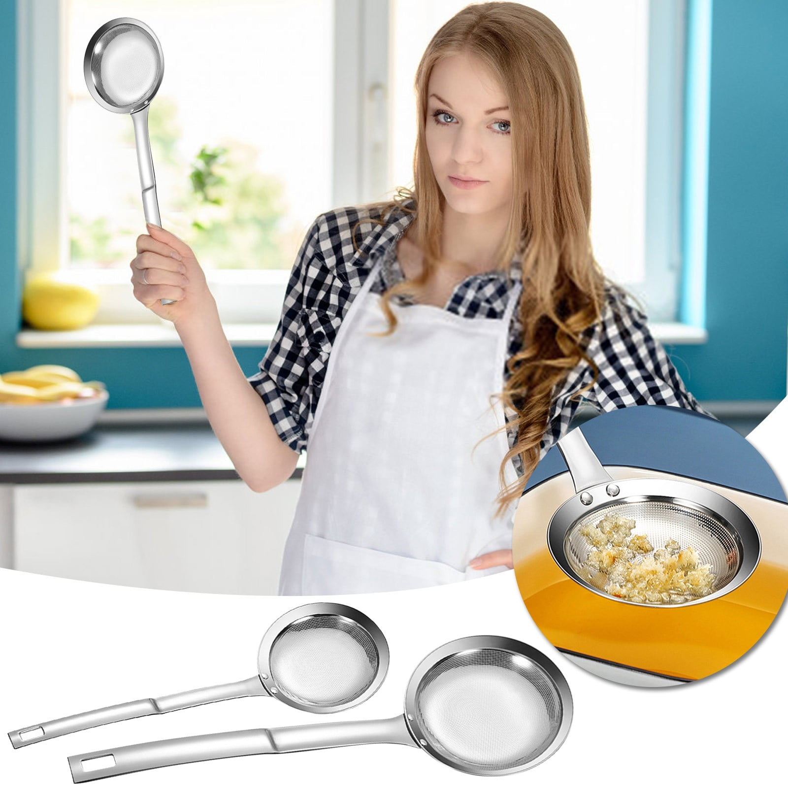 Vrorvz Stainless Steel Skimmer Ladle Set with Ergonomic Handle for ...