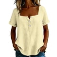 Vrorvz Striped Top for Women Short Sleeve Square Neck Tops Summer ...