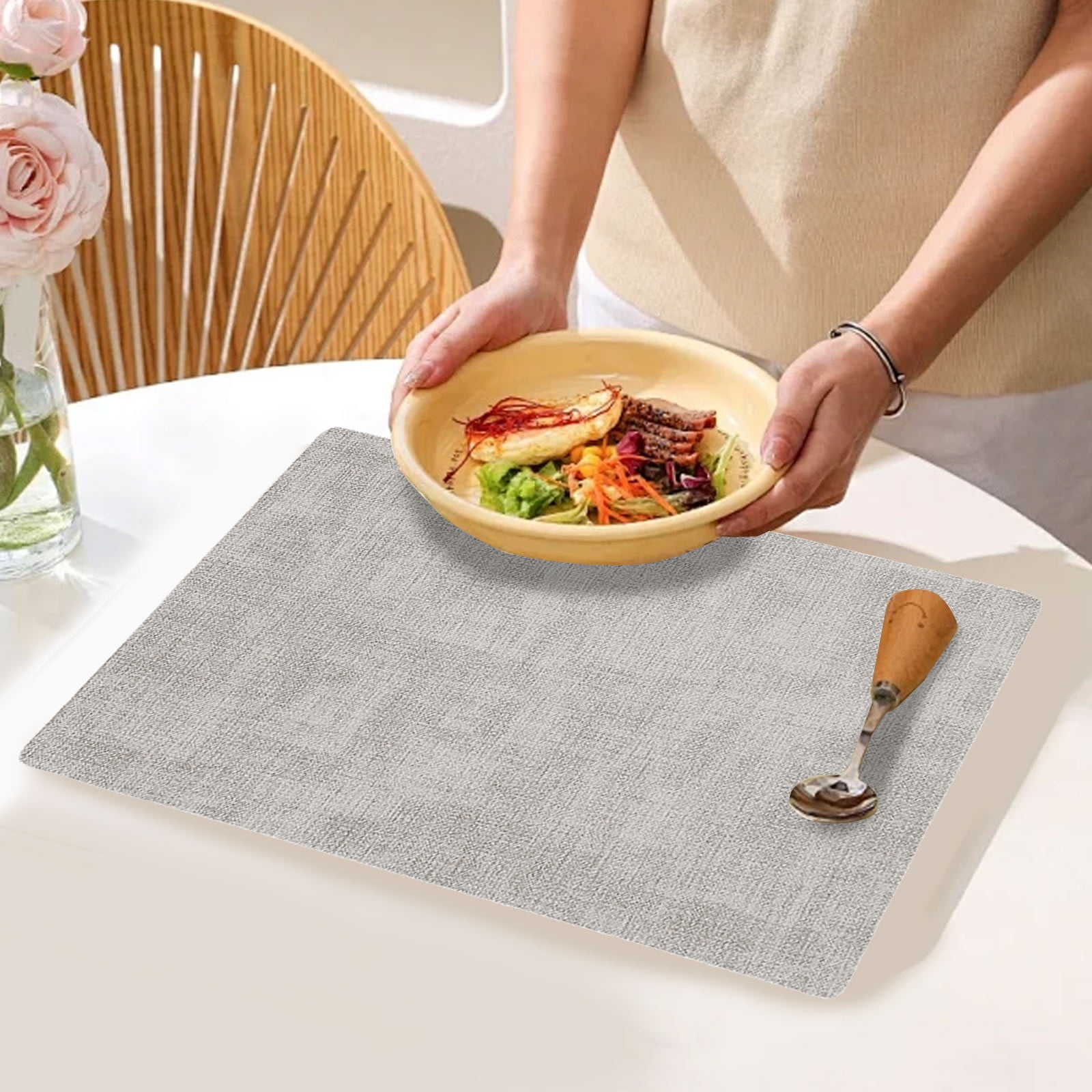 Vrorvz Stylish Double Sided Leather Table Runner Heat Insulating Placemat for Modern Western ...