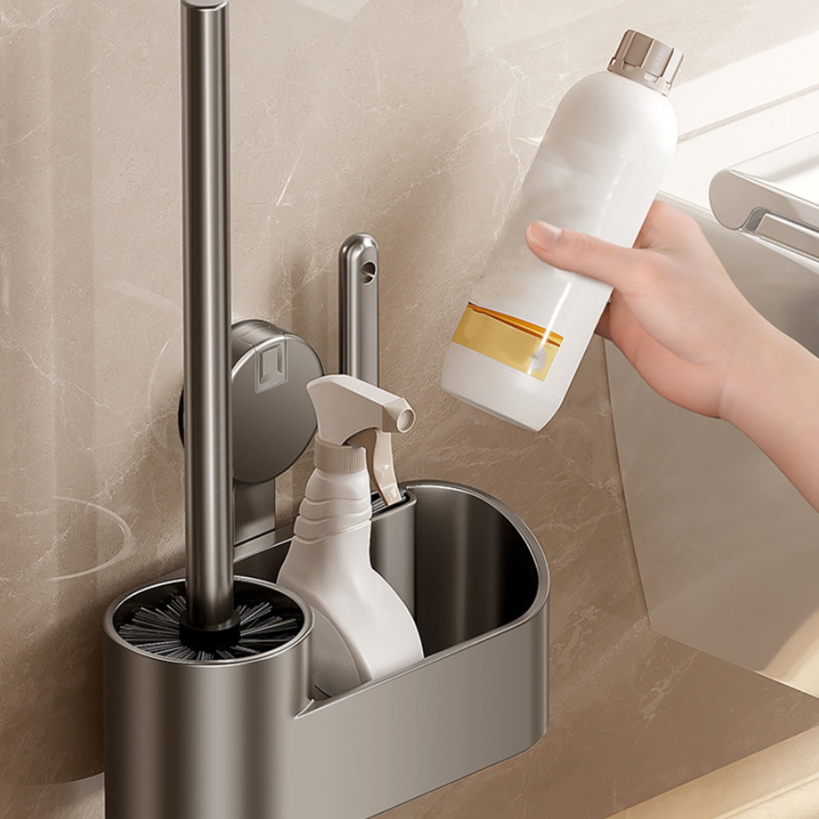 Vrorvz Toilet Cleaning Set with Suction Cup Holder Non Perforated ...