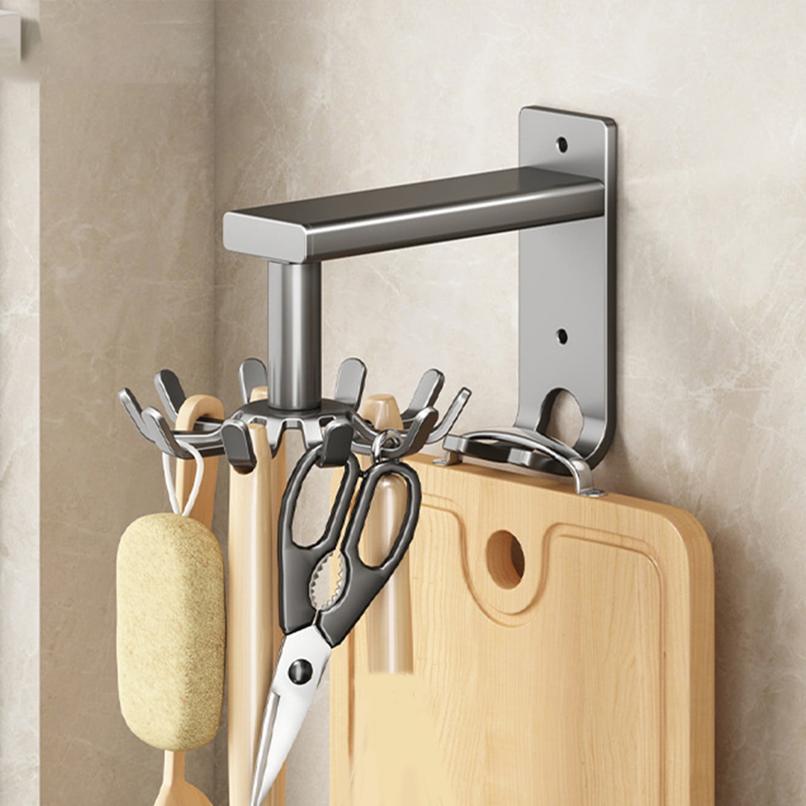 Vrorvz Wall Mounted Swivel Hook Shelf for Kitchen No Drill Installation ...