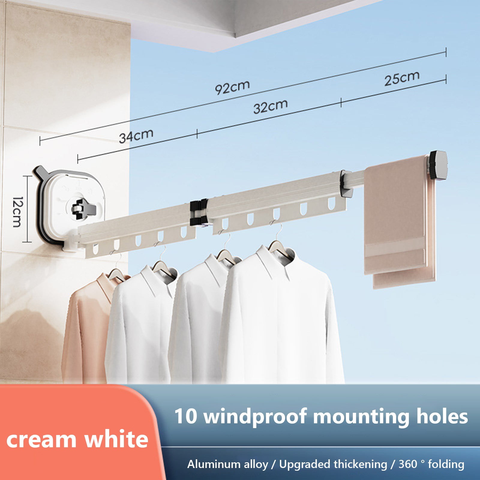 Vrorvz Wall Mounted Telescopic Clothes Drying Rack with Suction Cup ...