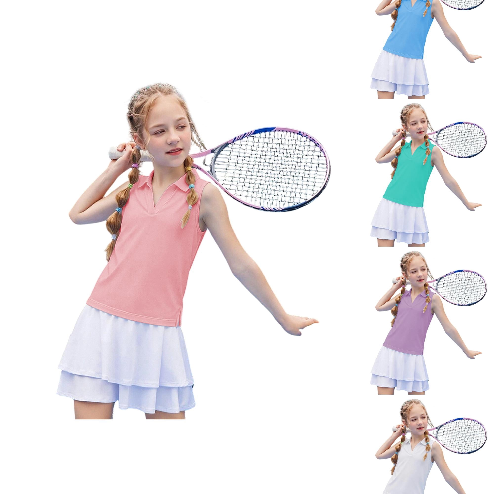 Vrotazzy Girls Athletic Solid Color Top for Kids with Lightweight ...