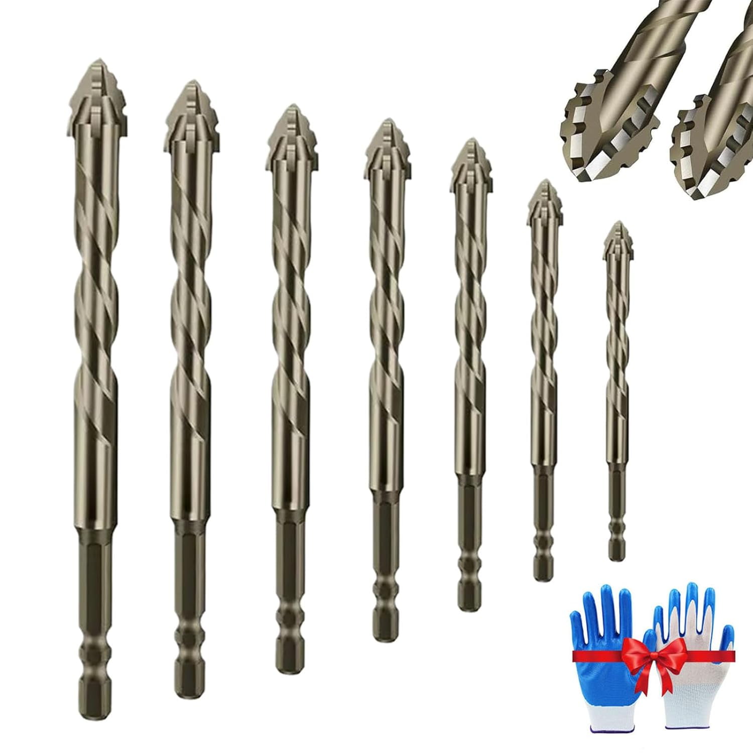 Vrsgs Drill Bits, Vrsgs 4 Flute Drill Bit Set, High-Strength 4-Flute ...