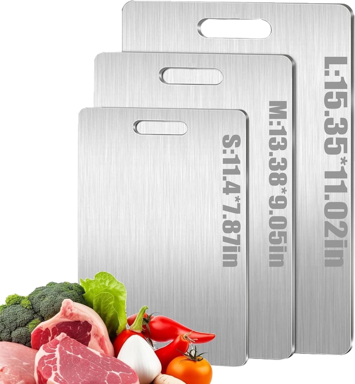 Vruelia Titanium Cutting Board, Double Sided Stainless Steel Cutting ...