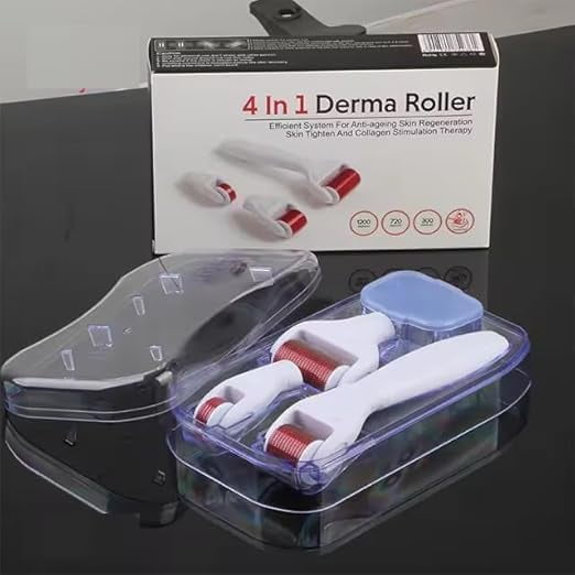 Vrundon Derma Roller 4 in 1 Microneedling Kit for Face Body And Hair ...