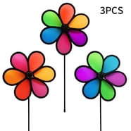 Outdoor Decor: 2Pcs Plastic Flower Wind Spinners, Colorful Windmill ...