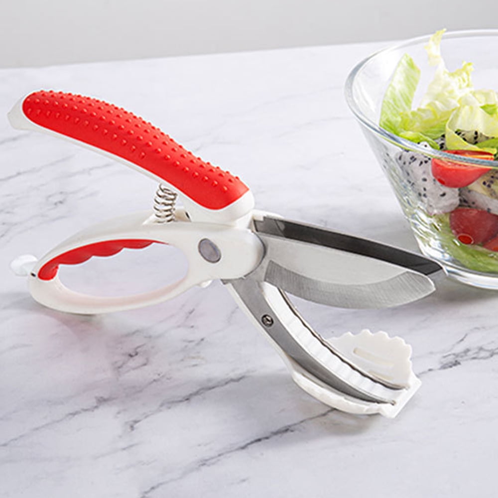 Vrurc Kitchen Salad Scissors Toss and Chop Salad Tongs Kitchen Shears ...