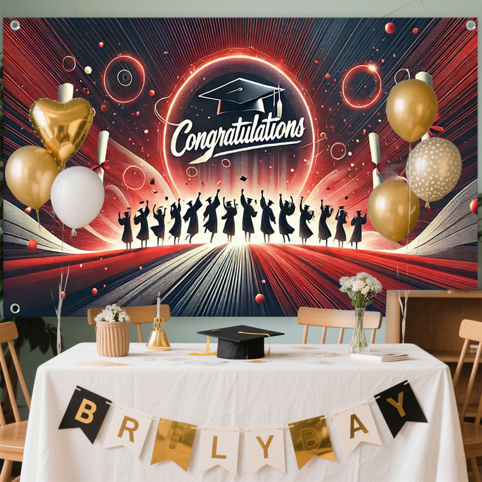 Vrvttad Graduation Decorations 2025 Congrats Grad Backdrops with ...