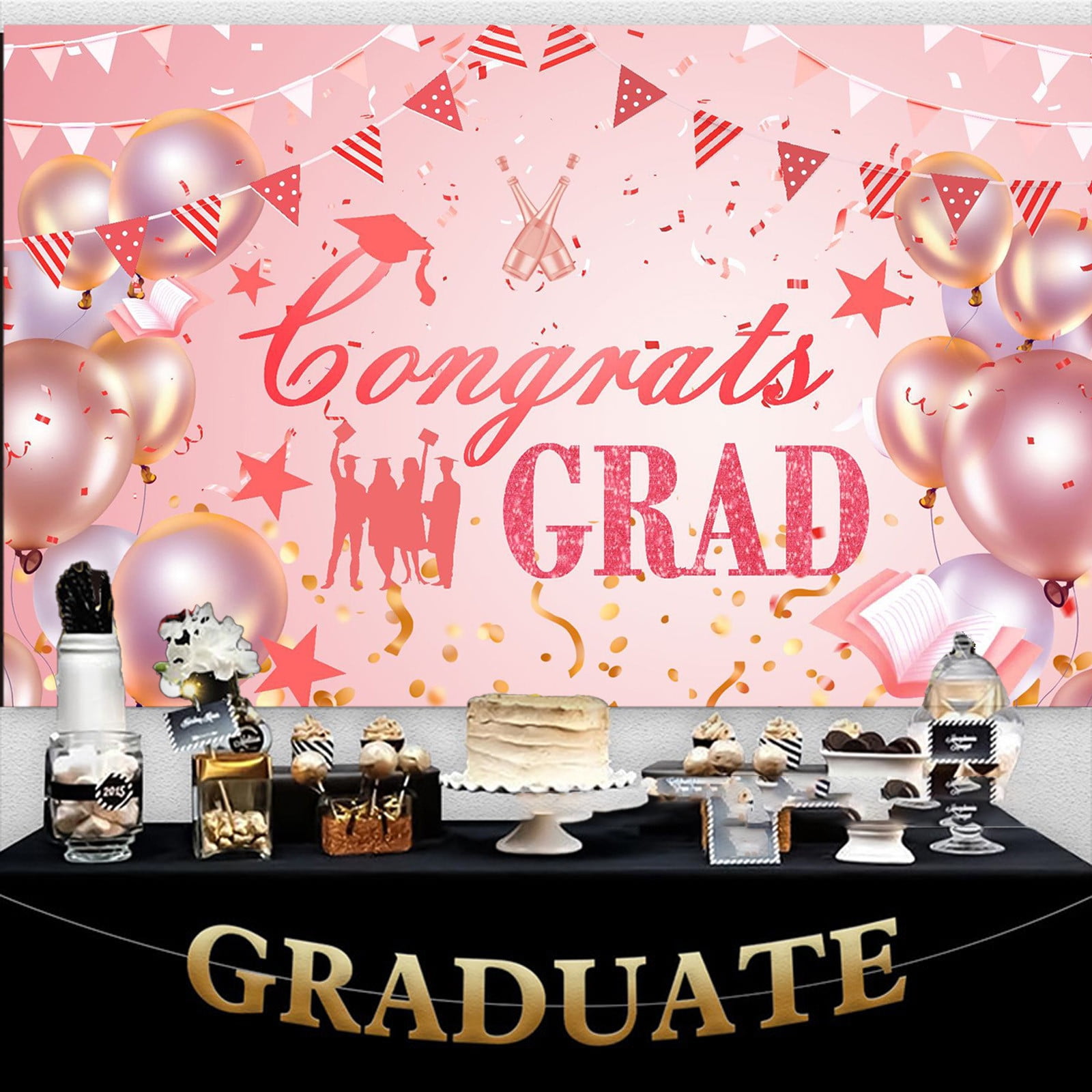 Vrvttad Graduation Decorations 2025 Congrats Grad Backdrops with ...