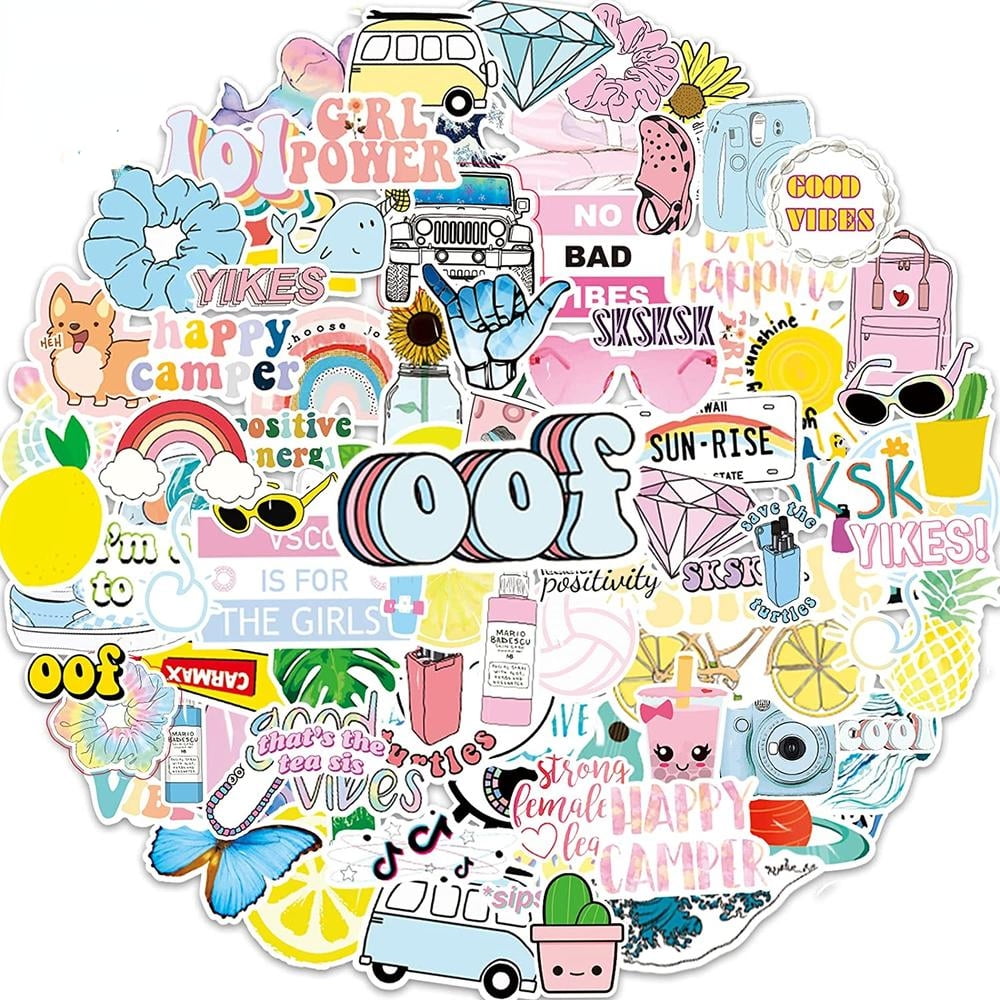 Vsco Stickers for Water Bottle Laptop, 100pcs Cute Waterproof Vinyl ...