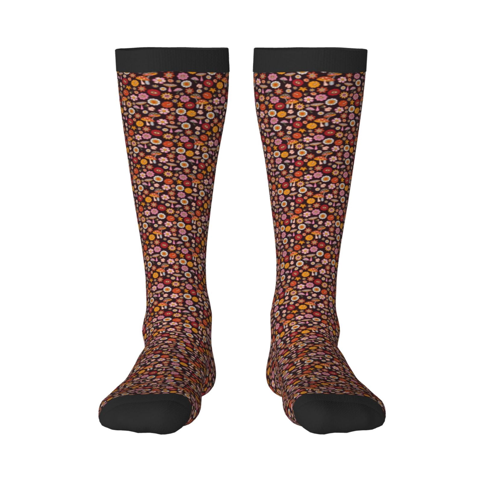 Vsdgher 70s Groovy Hippie Retro Print Thigh High Socks Extra Long ...