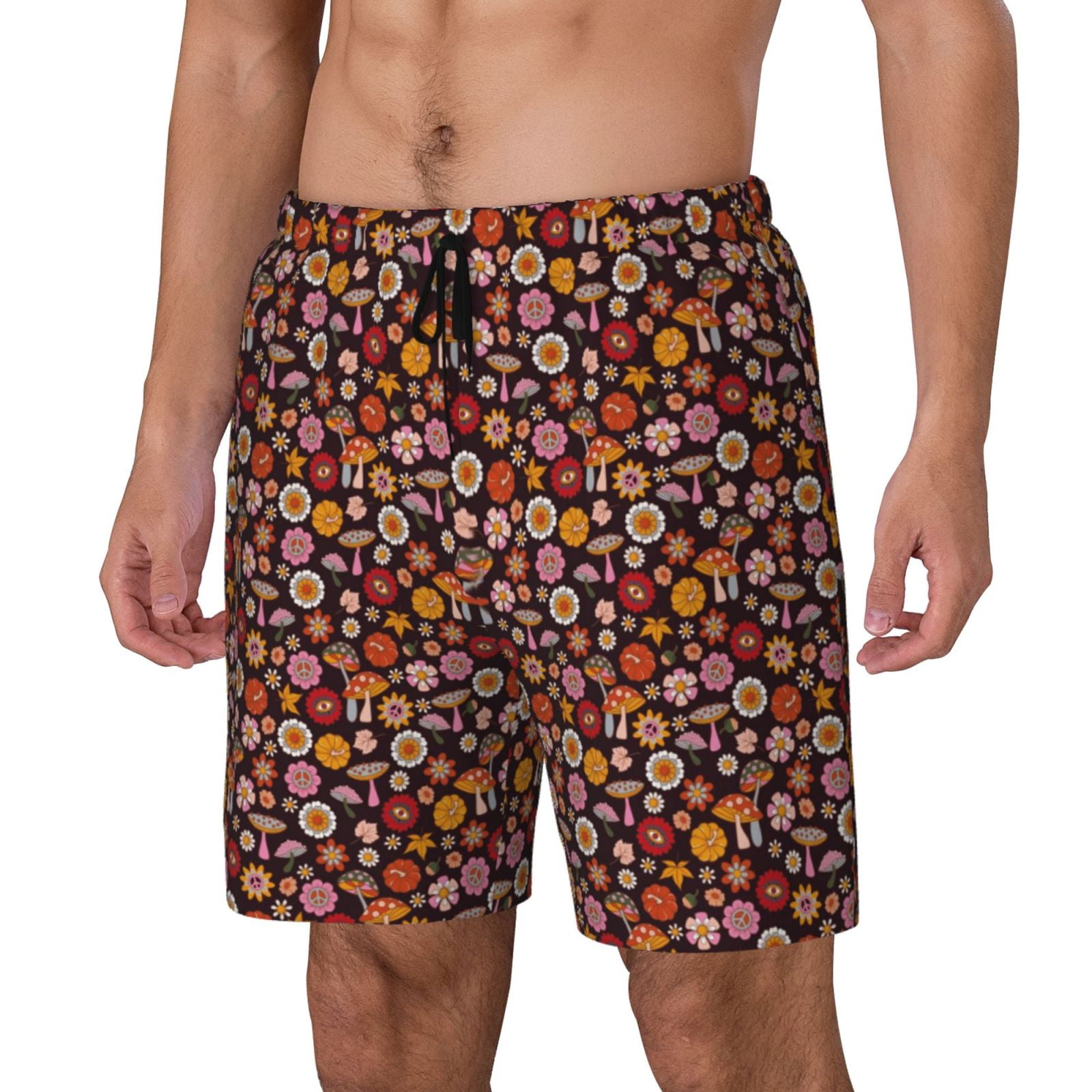 Vsdgher 70s Groovy Hippie Retro for Mens Swim Trunks with Compression ...