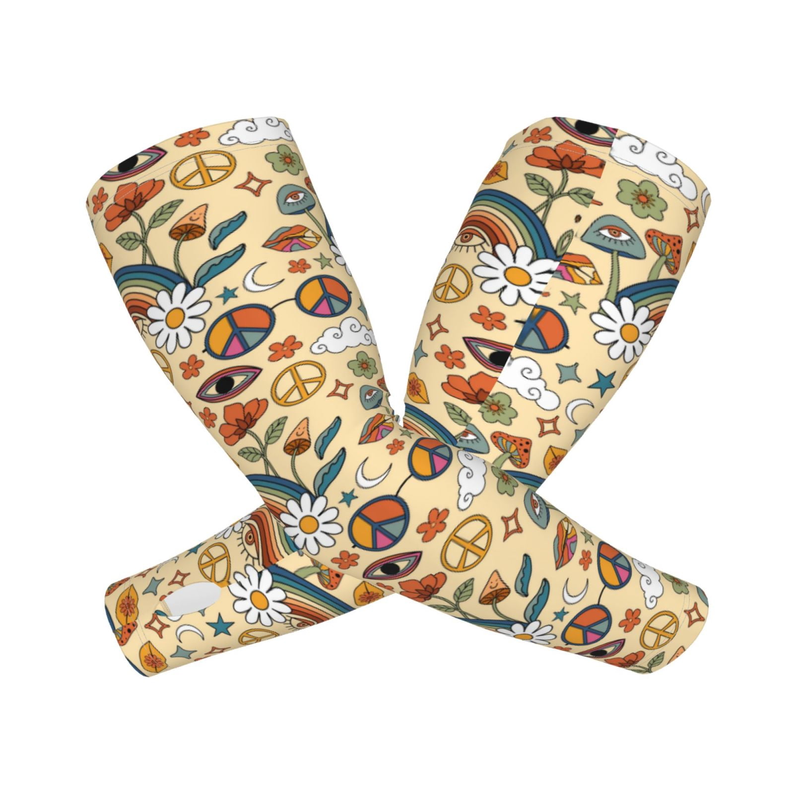 Vsdgher 70s Hippie Style Pattern Cooling Arm Sleeves for Men & Women ...