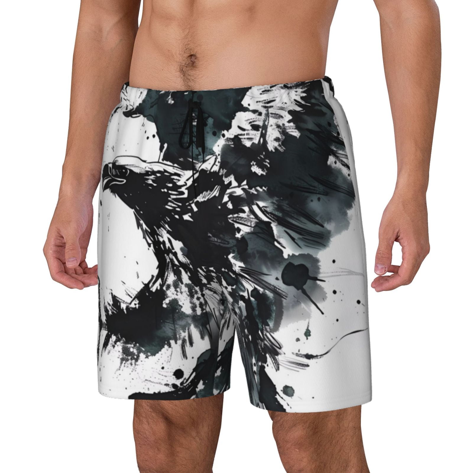 Vsdgher Abstract Eagle Ink for Mens Swim Trunks with Compression Liner ...