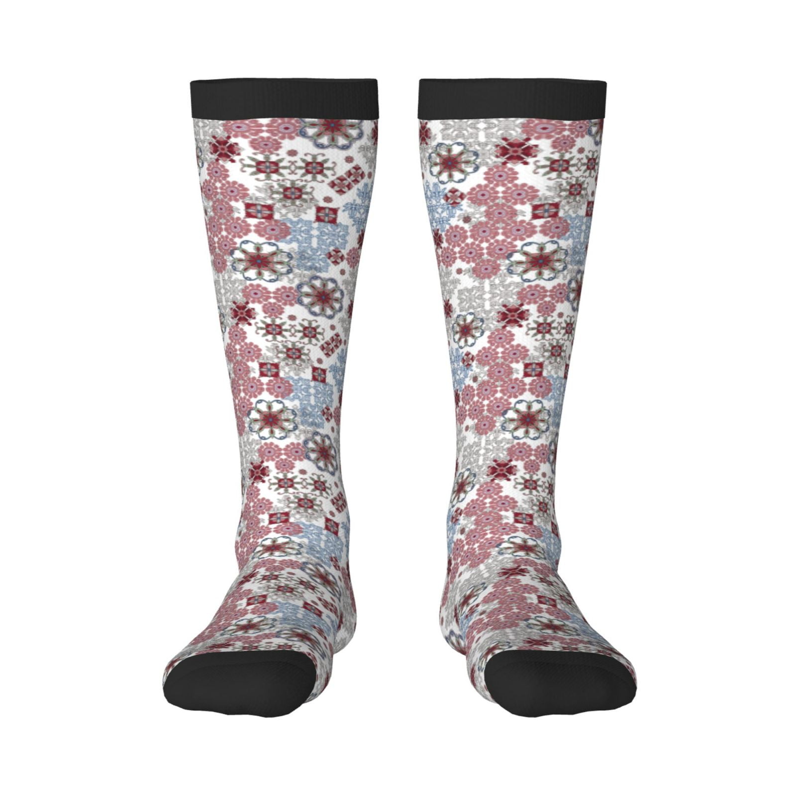 Vsdgher Abstract Floral Print Thigh High Socks Extra Long Stretchy Sock ...