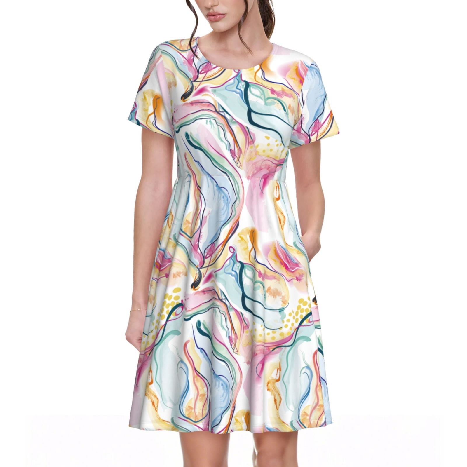 Vsdgher Abstract Marble Texture for Womens Summer 2025 Casual Midi Maxi ...