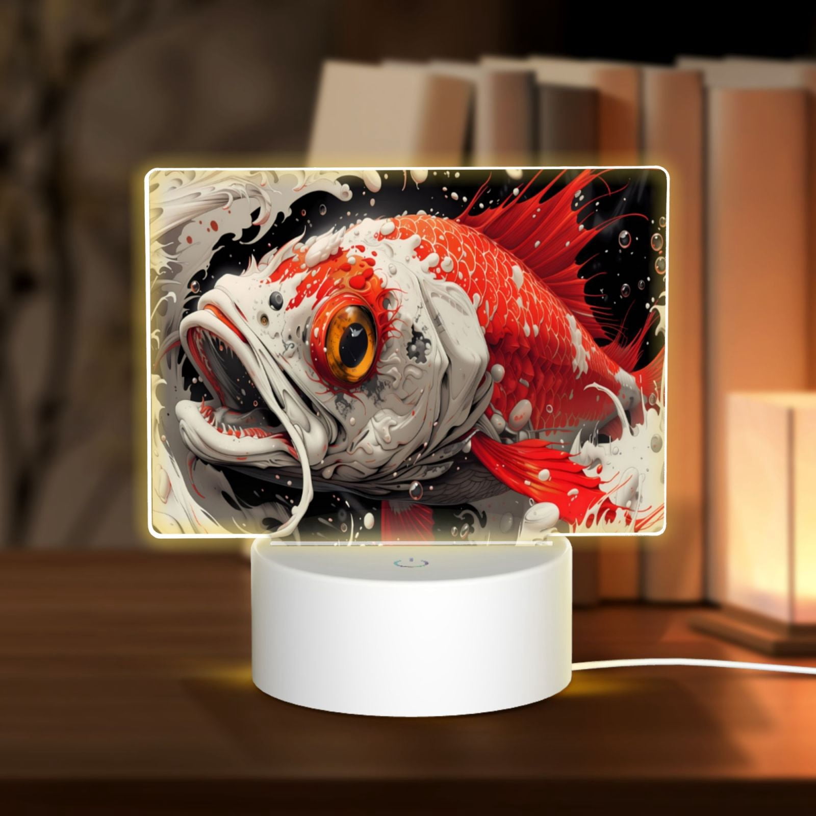 Vsdgher Abstract Red Koi Fish Art Rectangular Acrylic Night Light ...
