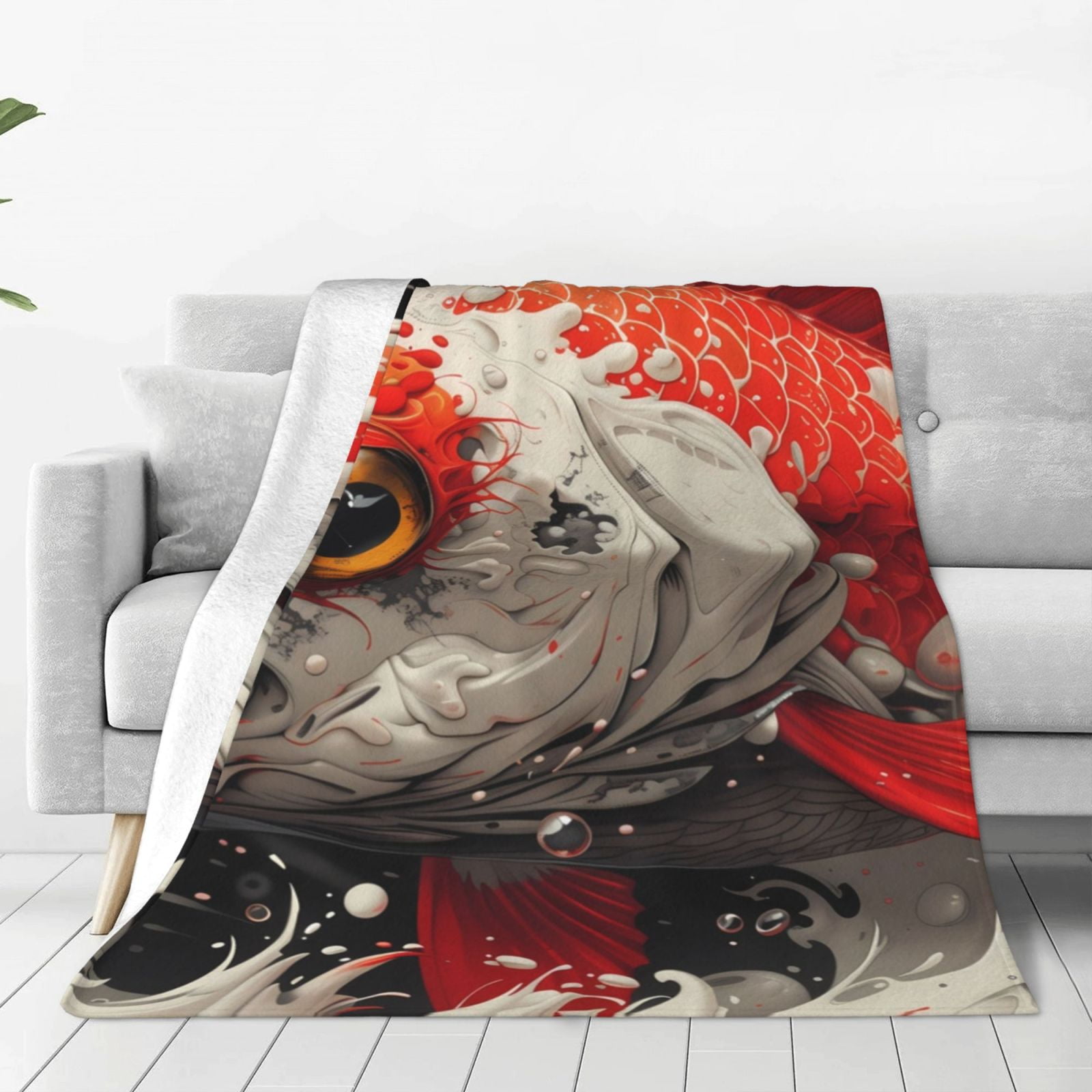 Vsdgher Abstract Red Koi Fish Art Ultra-Soft Micro flannel Blanket ...