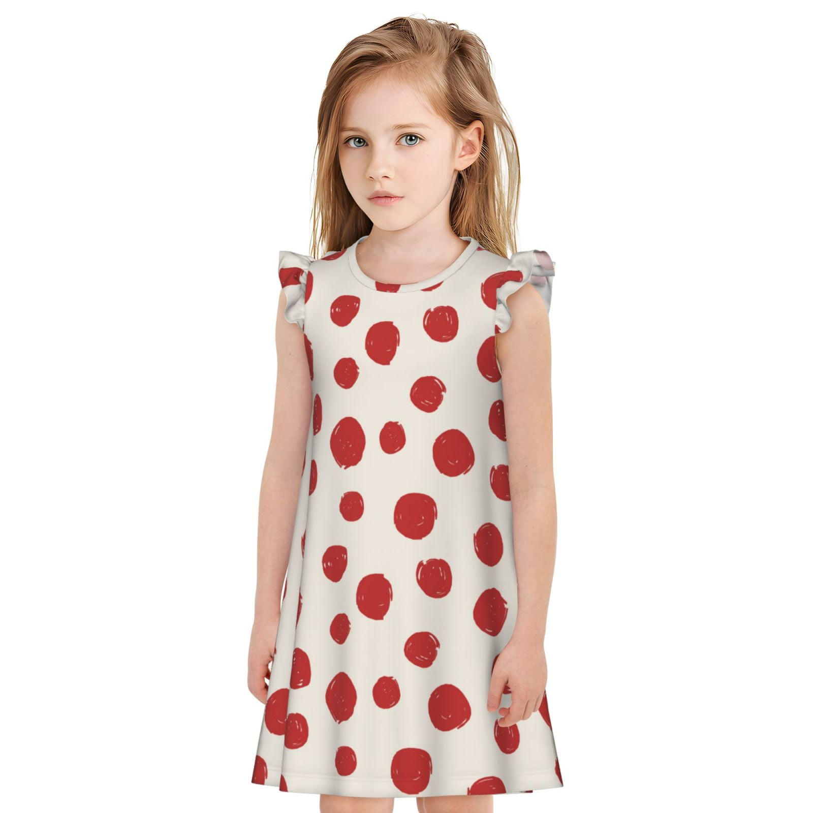 Vsdgher Abstract Red Polka Dot for Girls Nightgowns Toddler Flutter ...