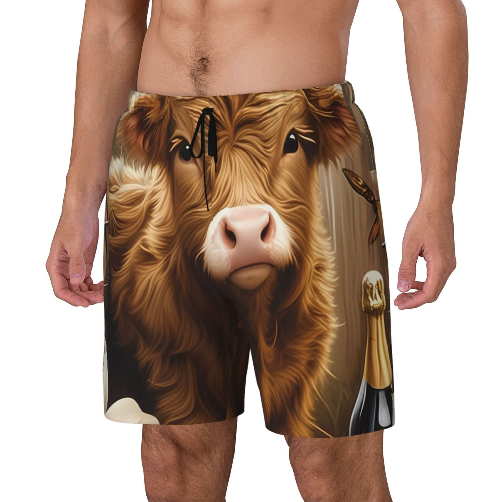 Vsdgher Adorable Calf Butterflies Champagne for Mens Swim Trunks with ...
