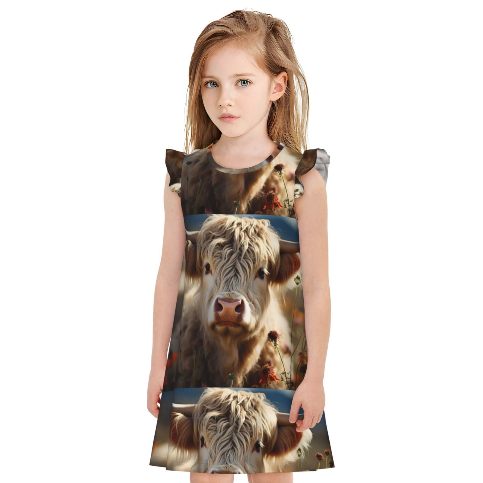 Vsdgher Adorable Flower Field Cow for Girls Nightgowns Toddler Flutter ...