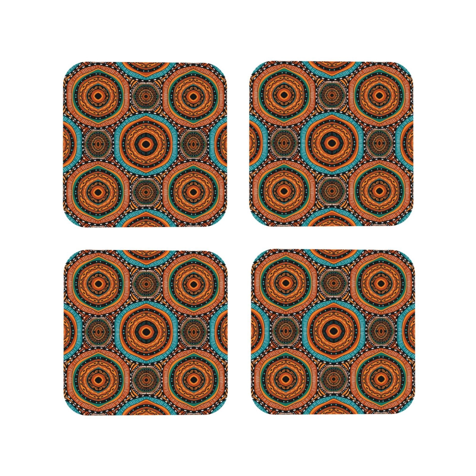 Vsdgher African Tribal Style Leather Coasters for Drinks, Durable Drink ...