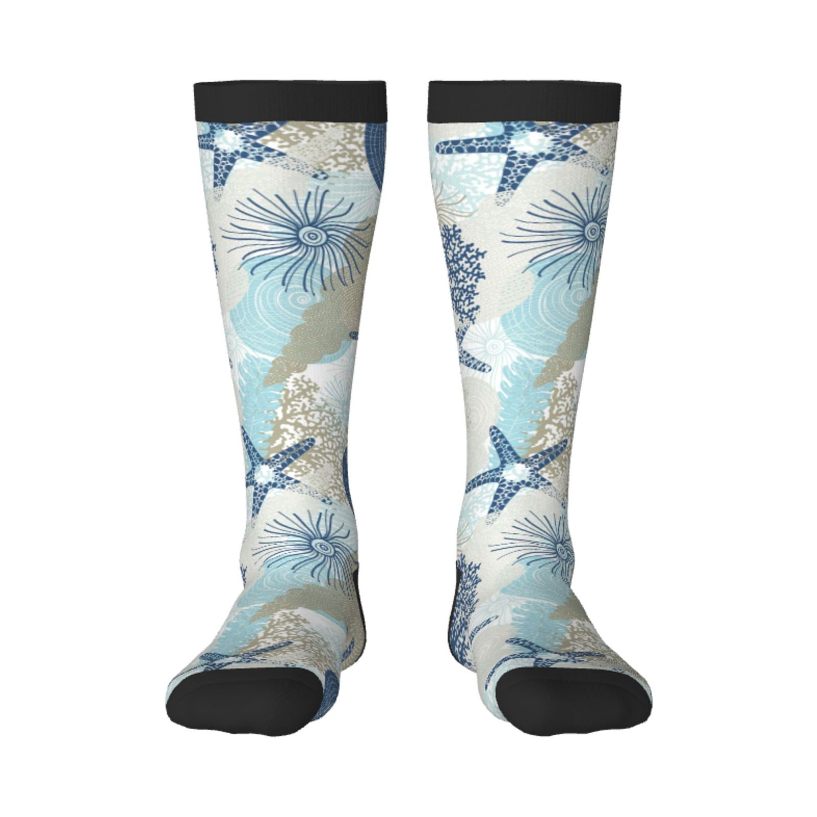 Vsdgher Algae Corals and Seashells Print Thigh High Socks Extra Long ...