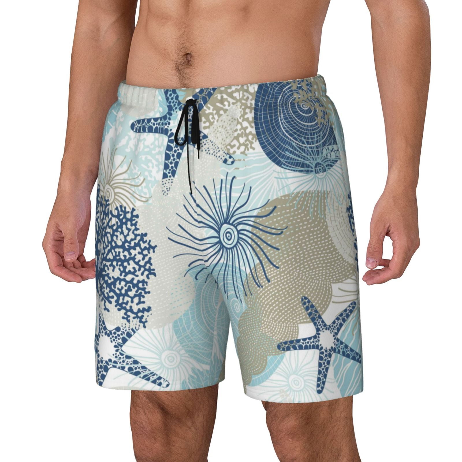 Vsdgher Algae Corals and Seashells for Mens Swim Trunks with ...