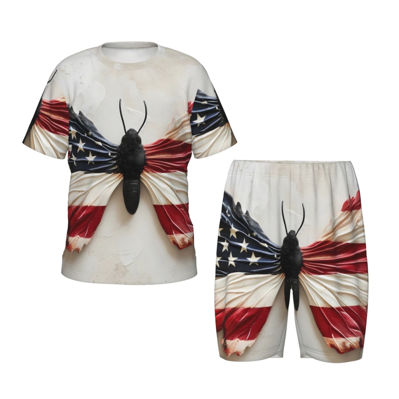 Vsdgher American Flag Butterfly Wall for Kids Short Sleeve Pajamas Kids ...