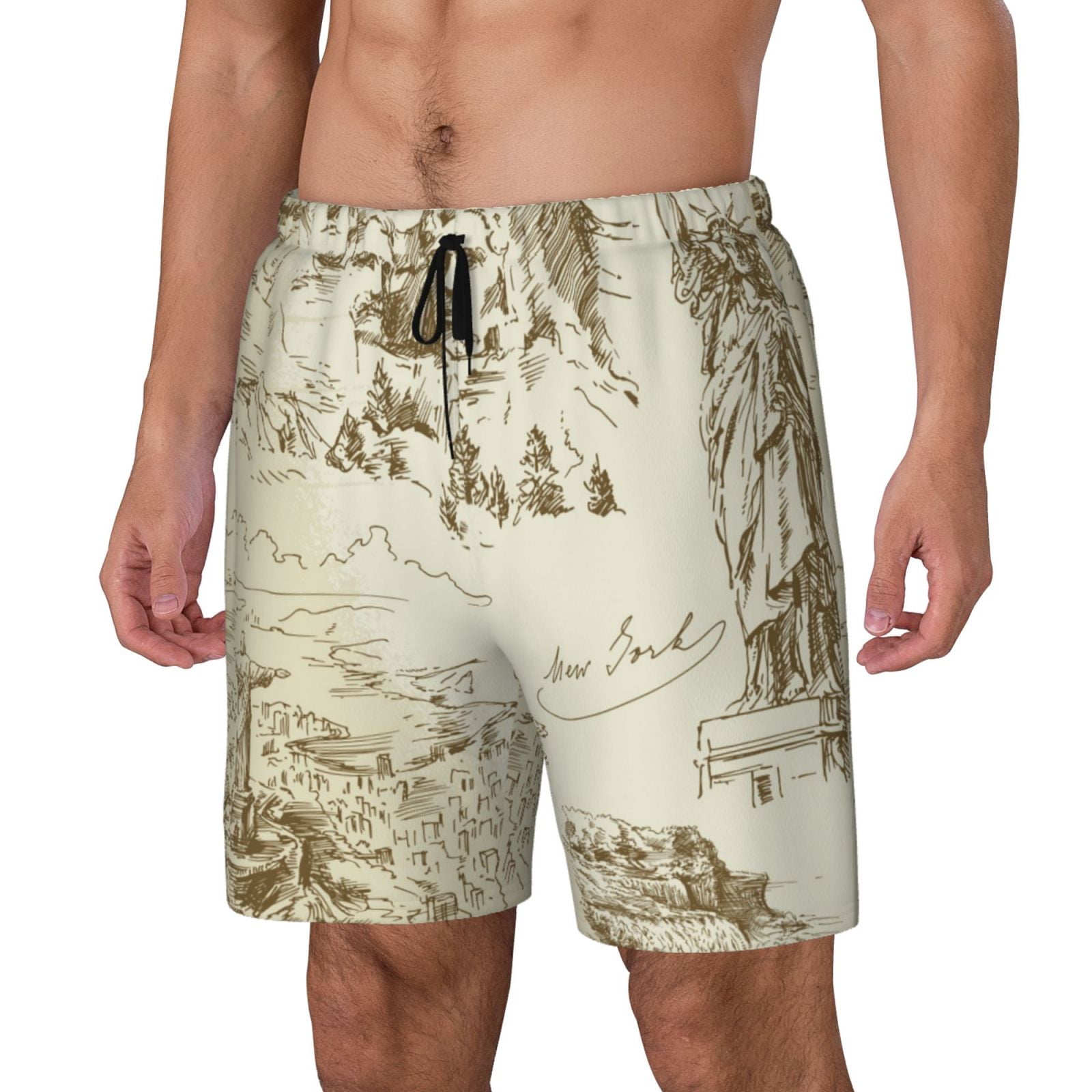 Vsdgher American Monuments for Mens Swim Trunks with Compression Liner ...