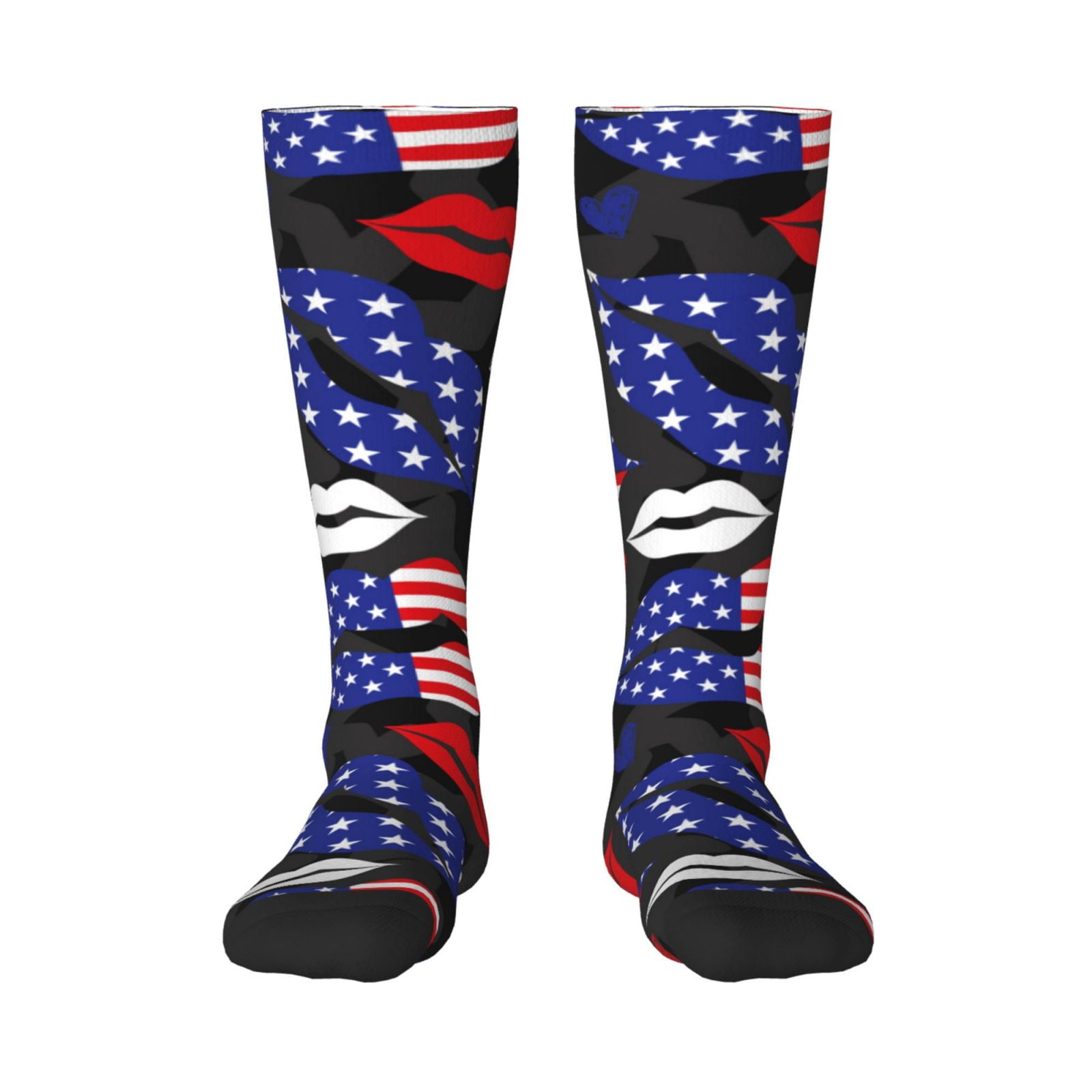 Vsdgher American With Lips Print Thigh High Socks Extra Long Stretchy ...