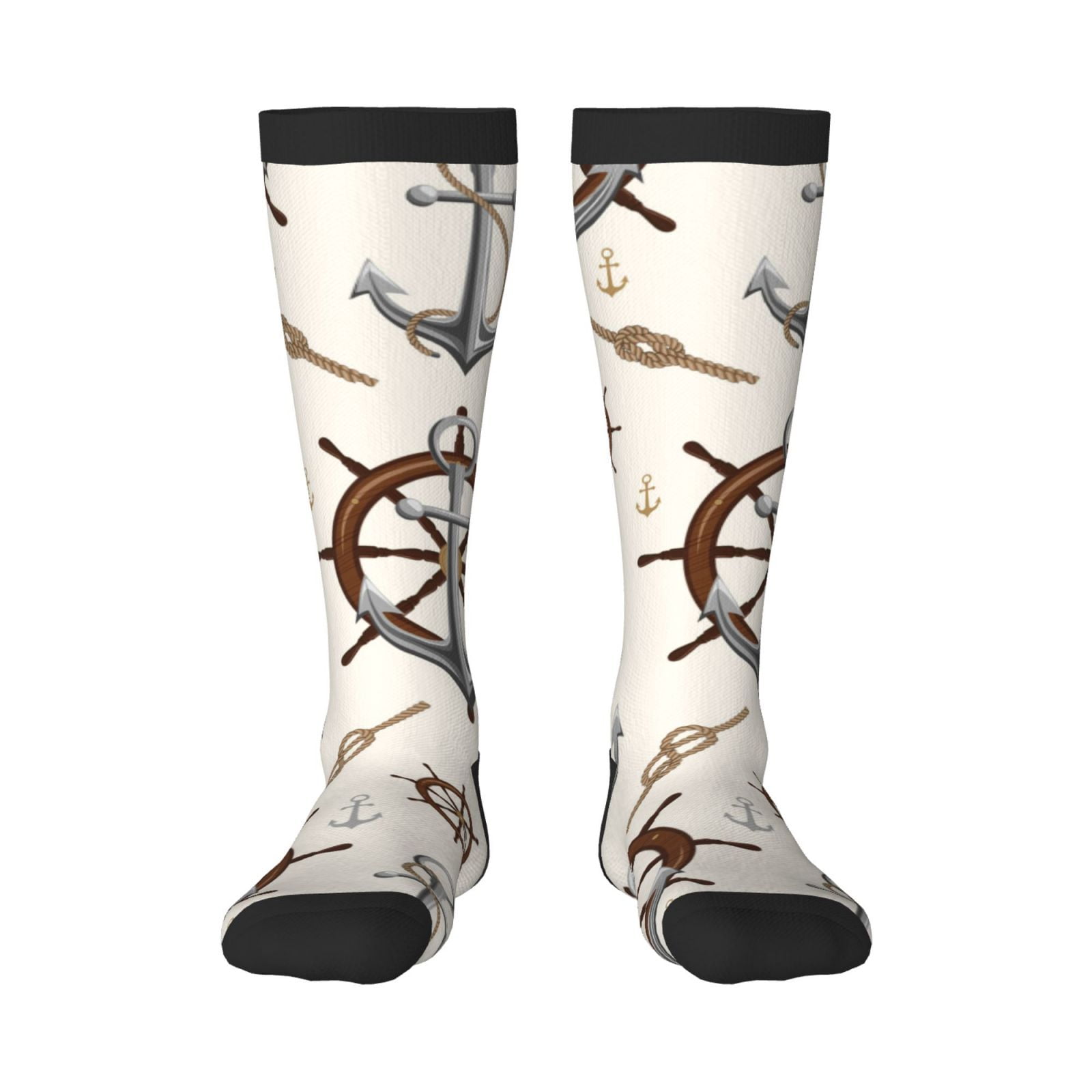 Vsdgher Anchor with Rope Print Thigh High Socks Extra Long Stretchy ...