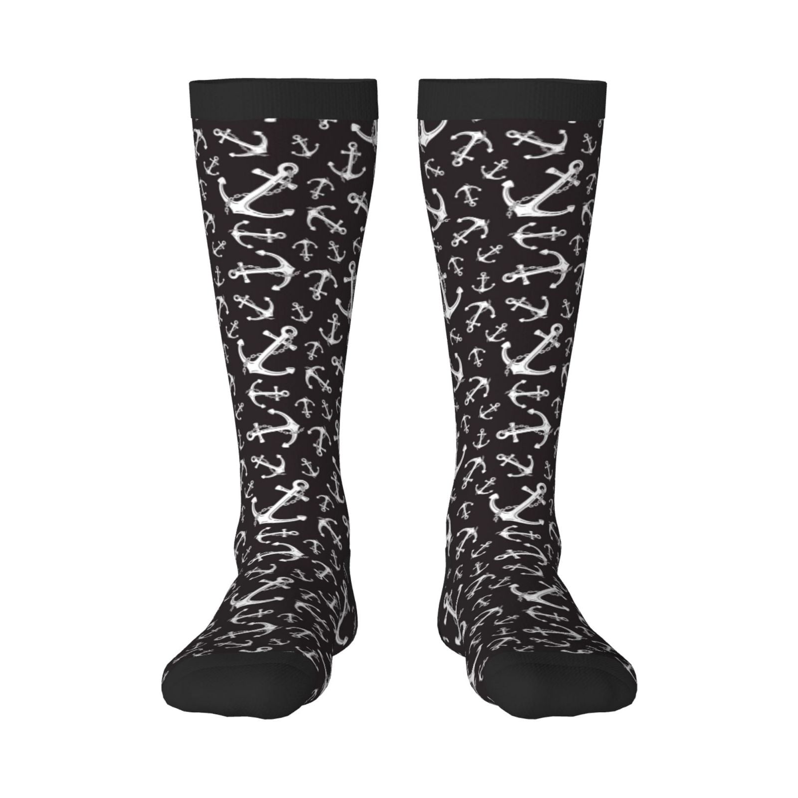 Vsdgher Anchors Print Thigh High Socks Extra Long Stretchy Sock Women ...
