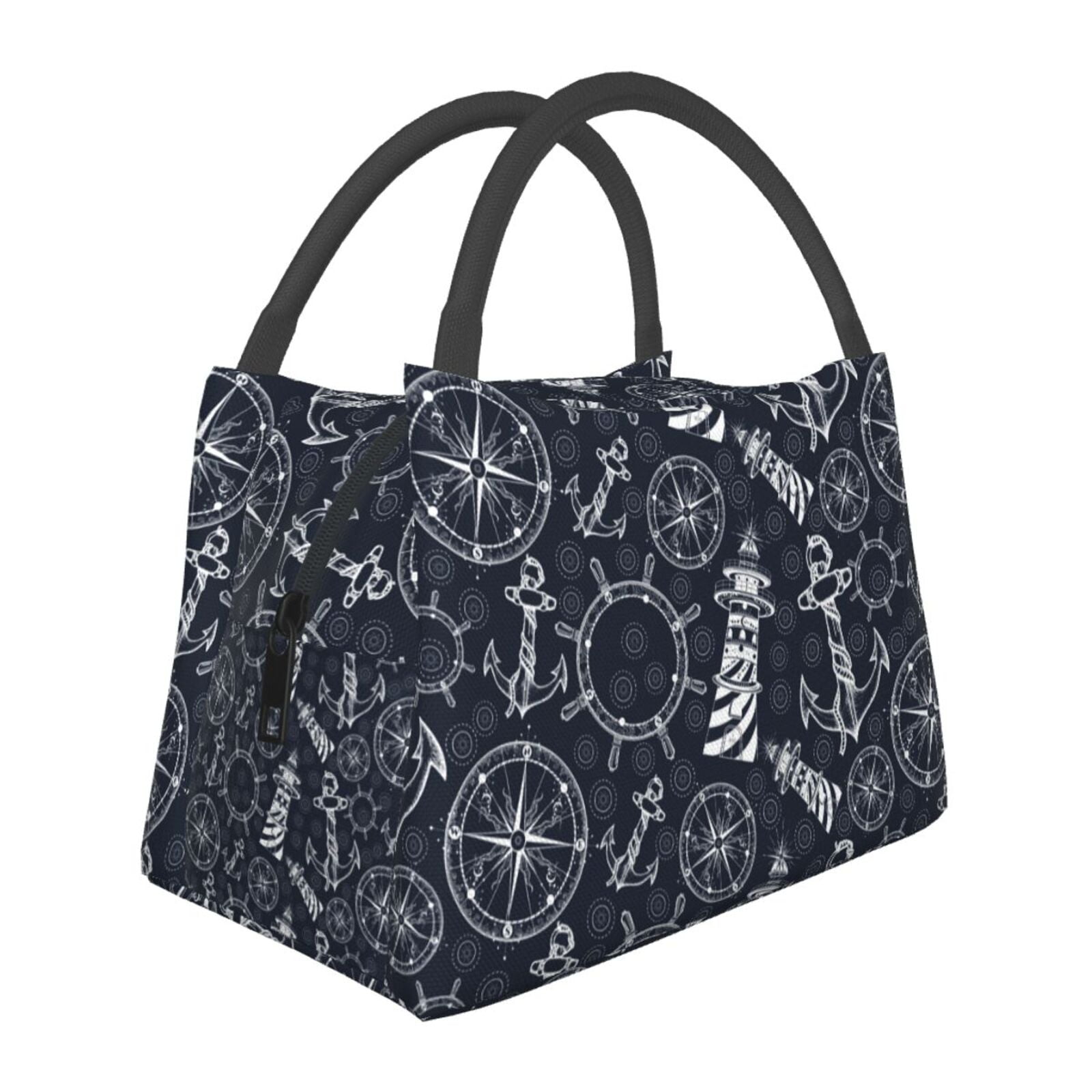 Vsdgher Anchors and Lighthouse Print Insulated Reusable Bags with ...