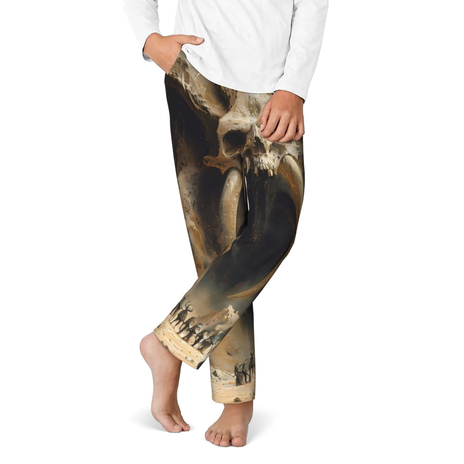 Vsdgher Ancient Skull Cave Landscape Print Kids Pajama Pants,Long Sleep ...