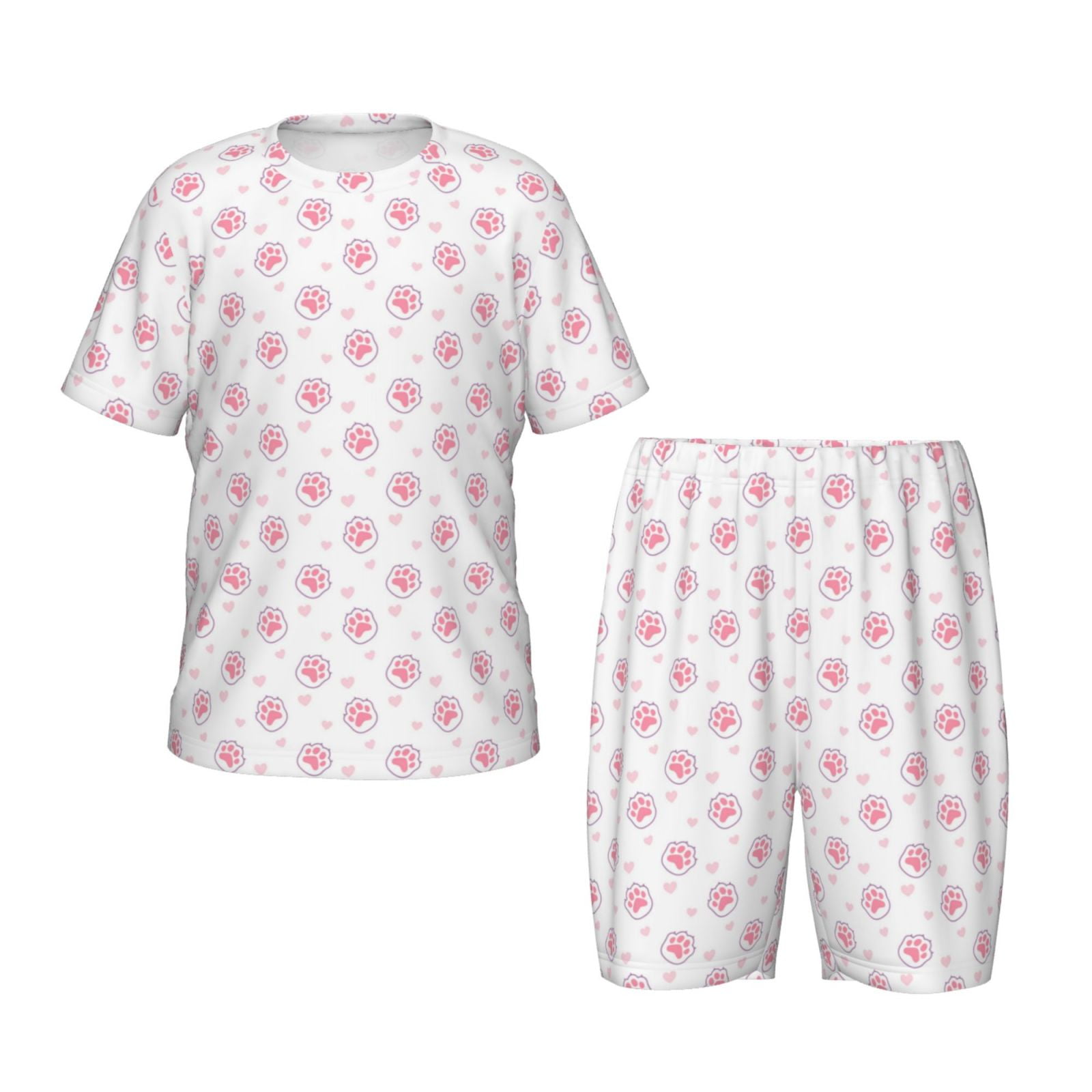 Vsdgher Animal Pink Color Paw for Kids Short Sleeve Pajamas Kids Summer ...