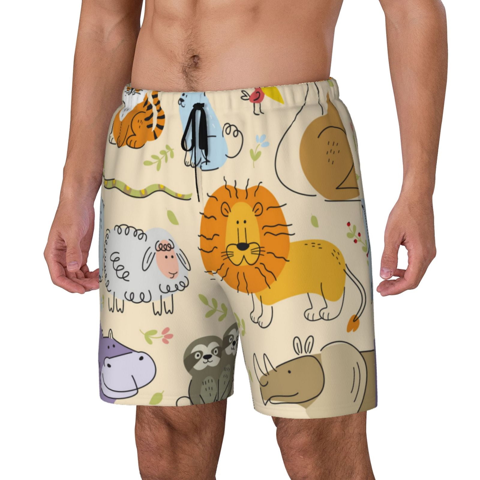 Vsdgher Animals for Mens Swim Trunks with Compression Liner Swim Shorts ...