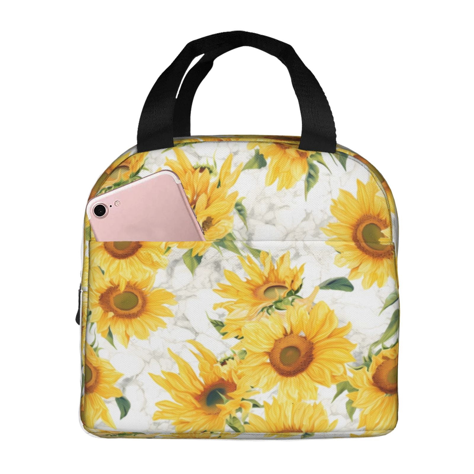 Vsdgher Artistic Marble Pattern Sunflower Lunch Bag, Lunch Box for ...