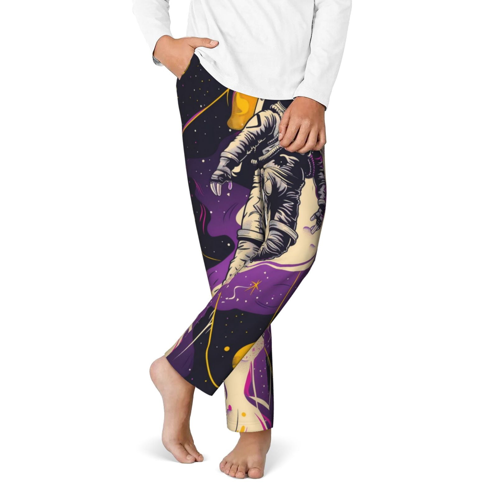 Vsdgher Astronaut Floating purple Space Print Kids Pajama Pants,Long ...
