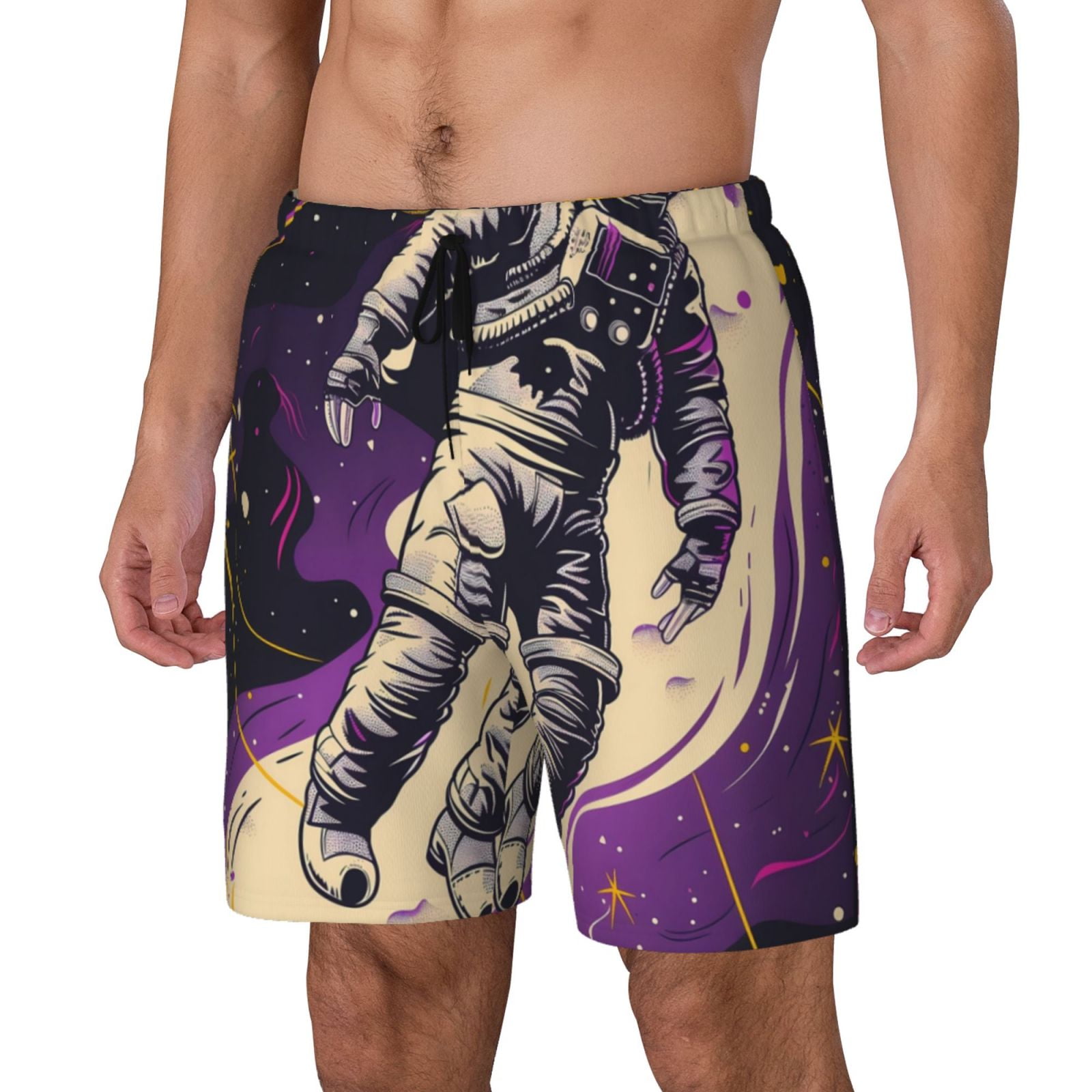 Vsdgher Astronaut Floating purple Space for Mens Swim Trunks with ...