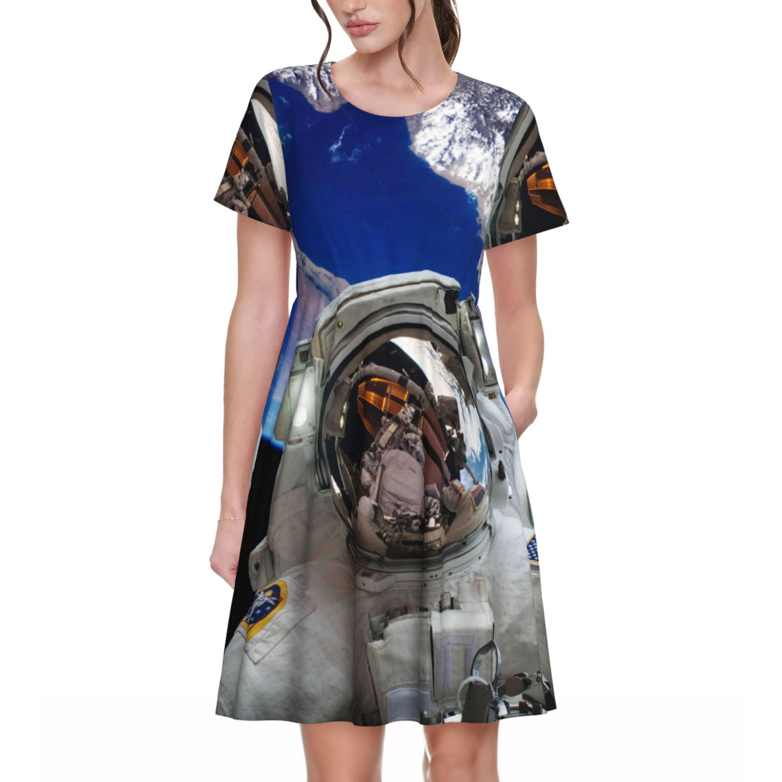 Vsdgher Astronaut in Outer Space for Womens Summer 2025 Casual Midi ...