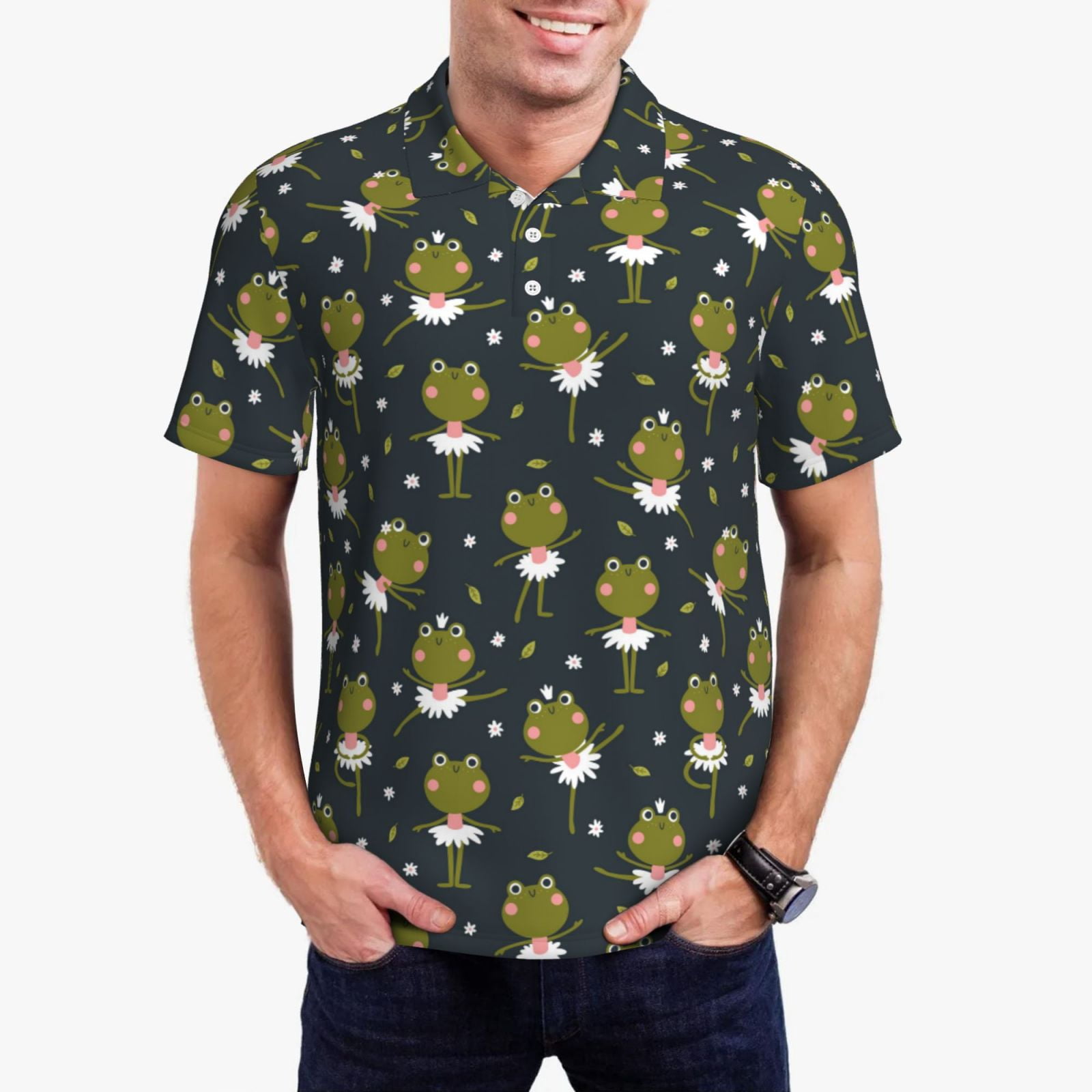 Vsdgher Ballerina Frogs Polo Shirts for Men, Men's Short Sleeve Stretch ...