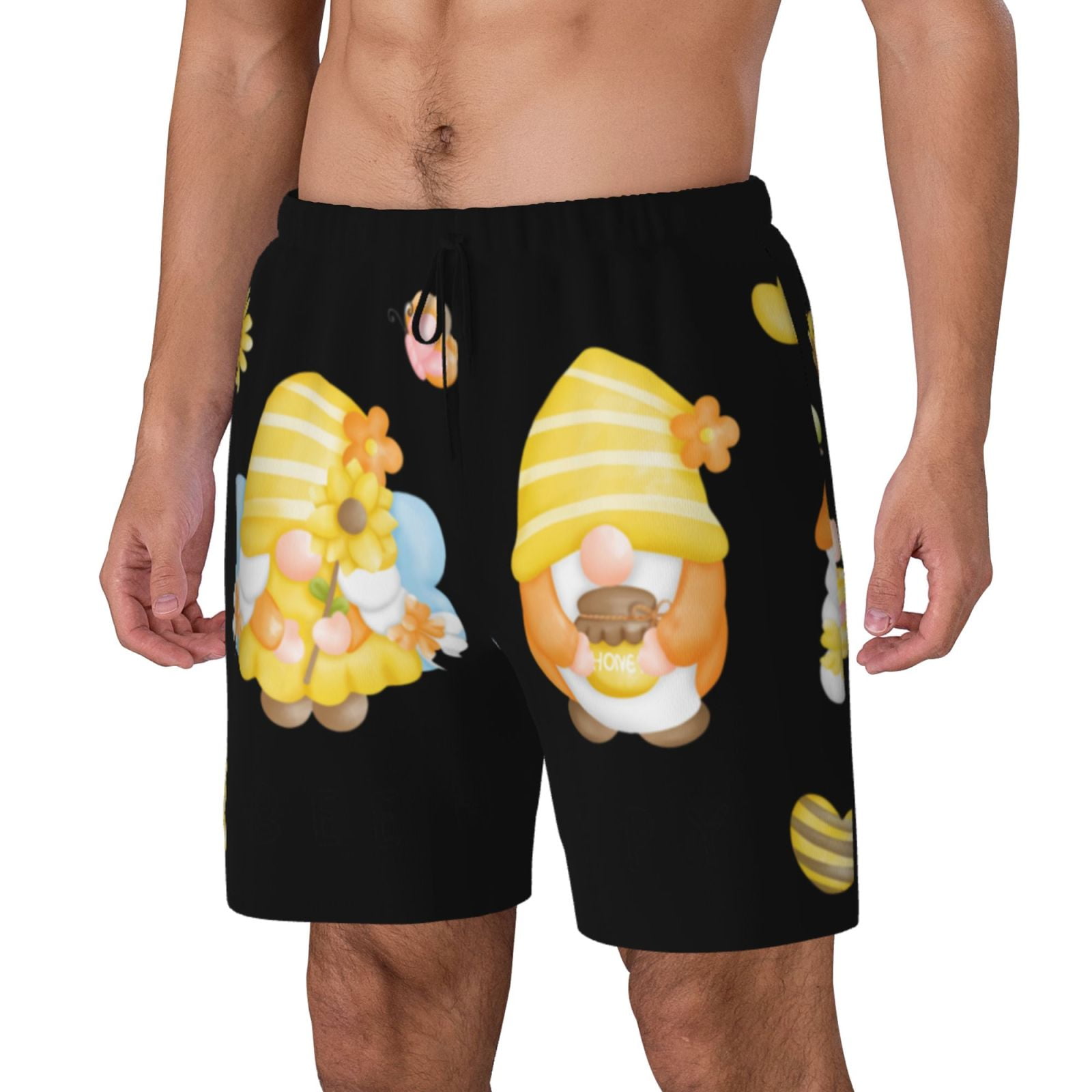 Vsdgher Bee Happy Sunflower Gnomes for Mens Swim Trunks with ...