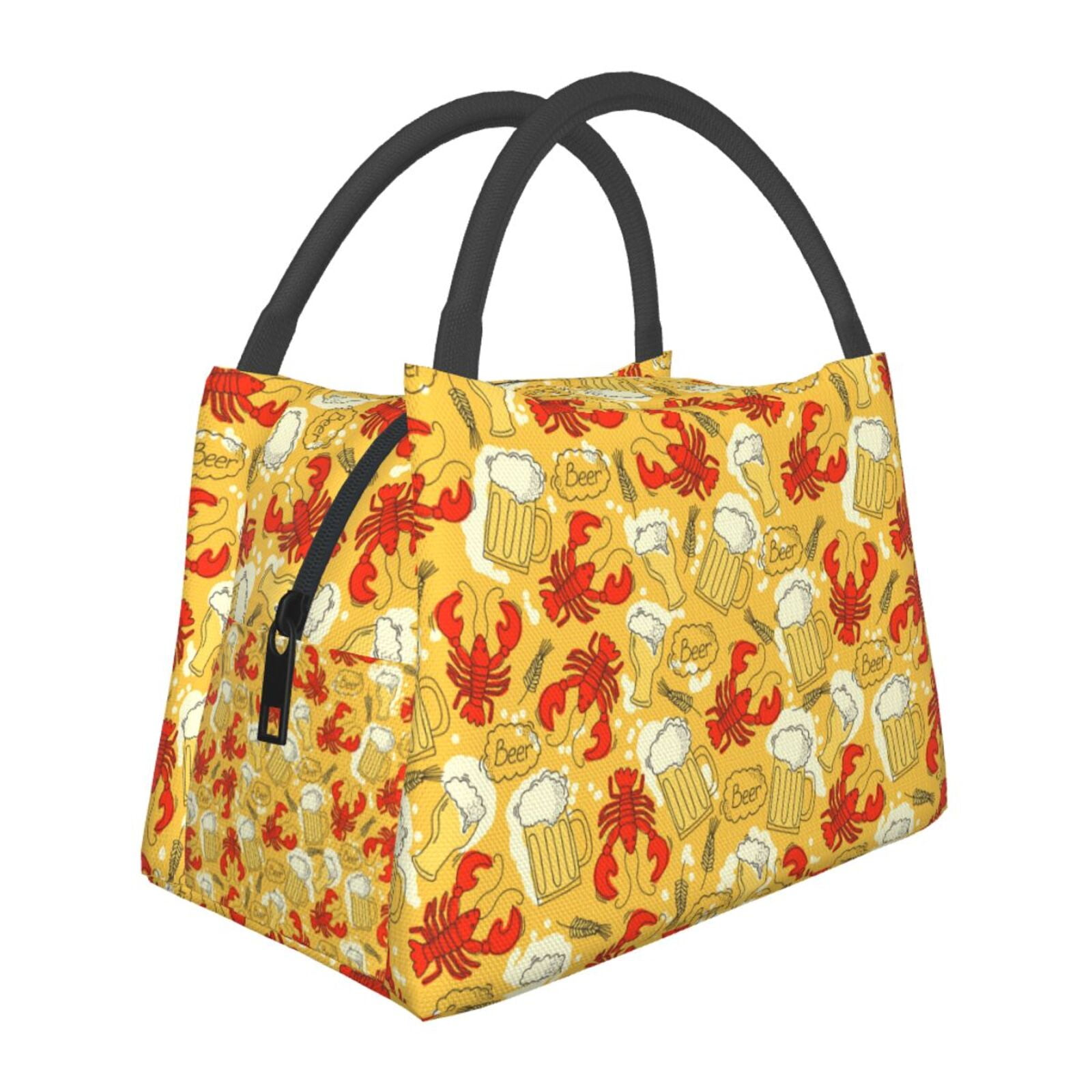 Vsdgher Beer And Crawfish Print Insulated Reusable Bags with Sturdy ...