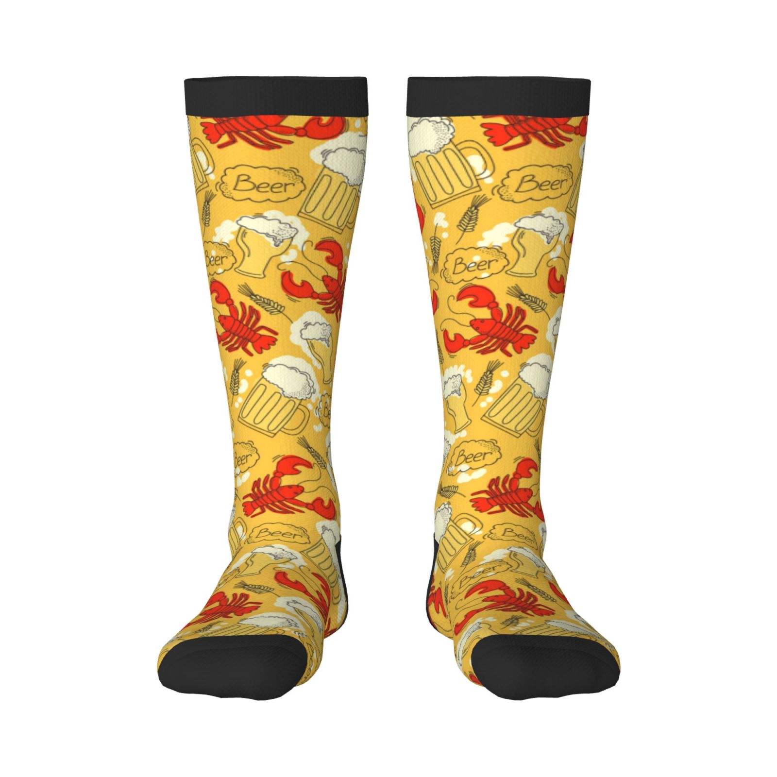 Vsdgher Beer And Crawfish Print Thigh High Socks Extra Long Stretchy Sock Women Over Knee High ...